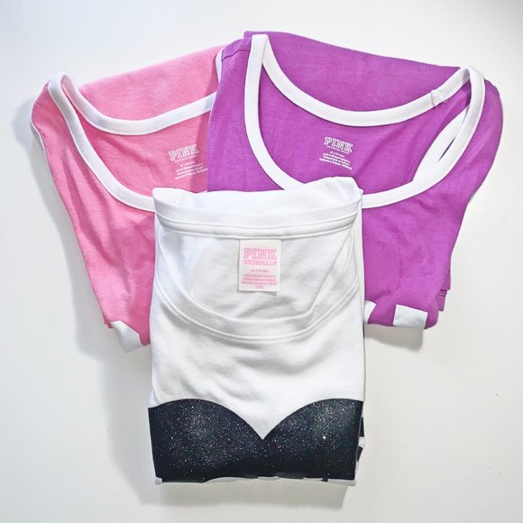 PINK Victoria's Secret | Tops | 3 New Victorias Secret Pink Shirts Pink ...